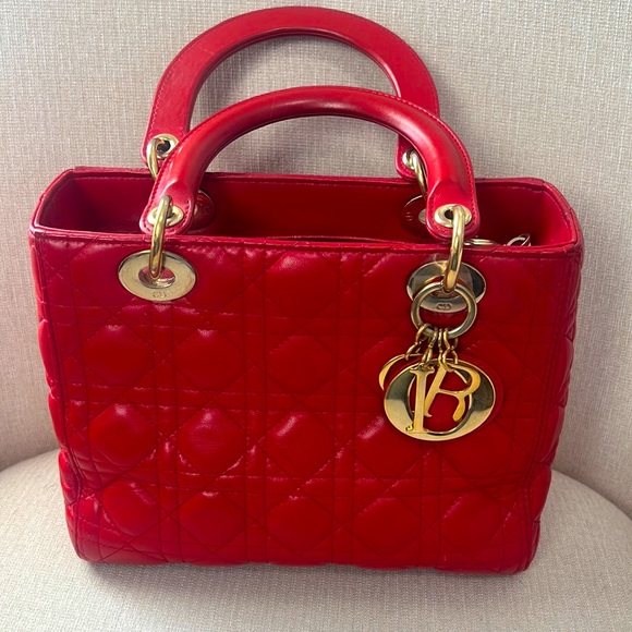 Dior | Bags | Lady Dior Medium Red | Poshmark